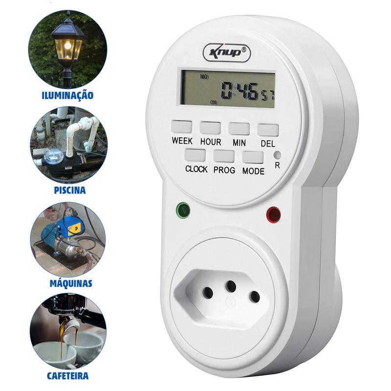 Temporizador Digital Timer Programável Tomada Bivolt 10A - Knup ...