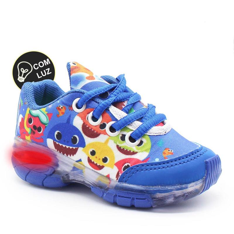 Tenis Baby Shark com Luzinha de Led infantil Masculino Azul - pemania ...