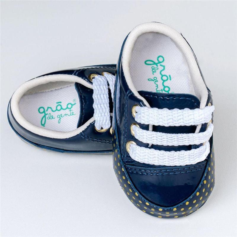 Tênis Bebê Menino Azul Marinho Flat Poá 17 Grão de Gente - Tênis para ...