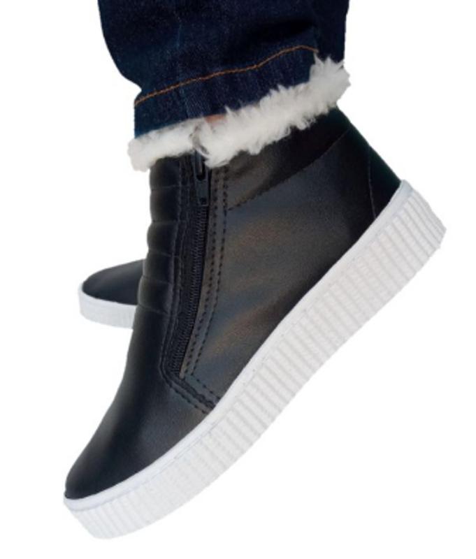 Tenis Botinha Feminino Bota Inverno Forrada Pelos Frio lã peluciada ...