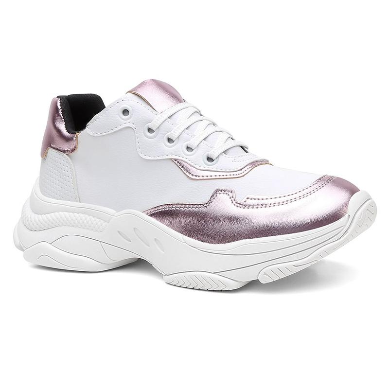 Tênis Chunky Feminino Sneaker Plataforma Branco/Rosa Forms - Form's ...
