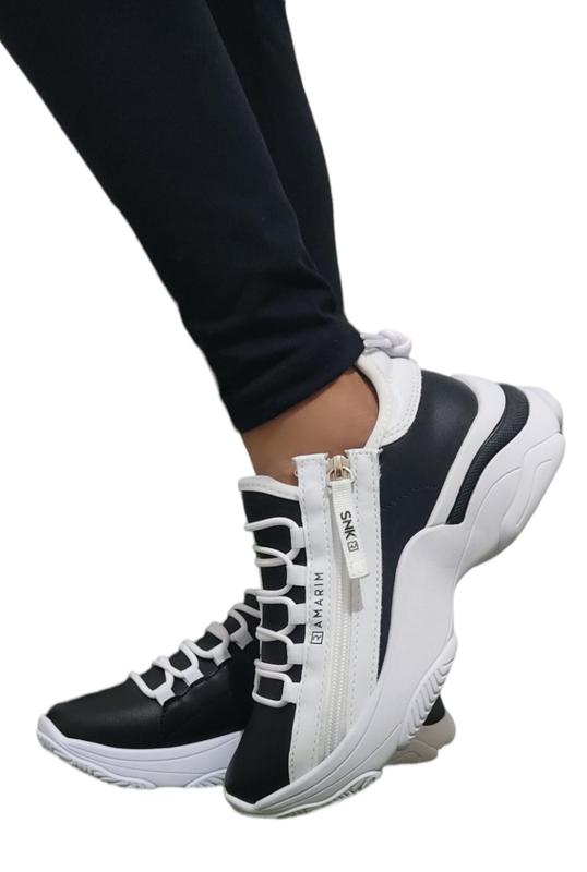 Tênis Chunky Ramarim De Ziper Ref:23-74104 -Preto/Branco - Tênis ...