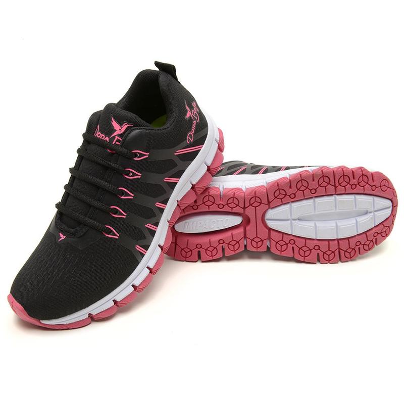 Tênis De Academia Feminino Preto E Rosa Anyway Caminhada - Compre Shoes ...