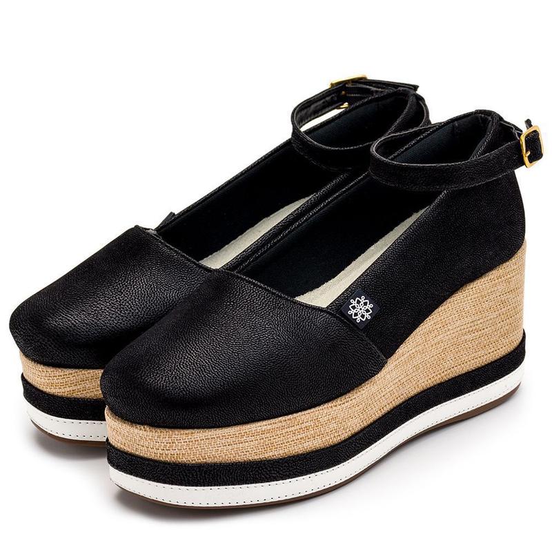 Tênis Feminino Anabela Aberta Salto Médio 170407 Nobucado Preto - Flor ...
