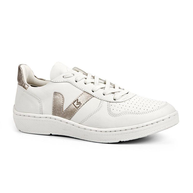 Tênis Feminino Casual Volker Couro White and Platine Grife - Dri Shoes ...