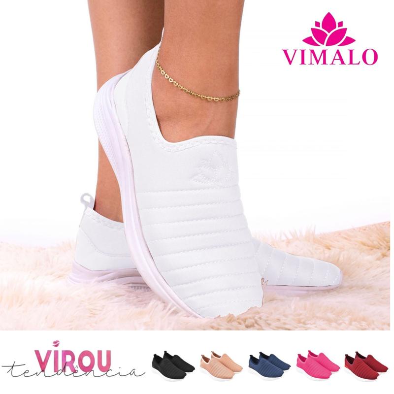 Tênis feminino meia calce fácil slip on leve flexível confortável para ...