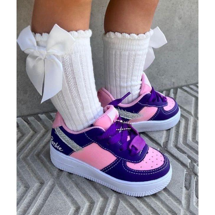 Tenis infantil Barbie Gliter aforce rosa feminino Original - starkids ...