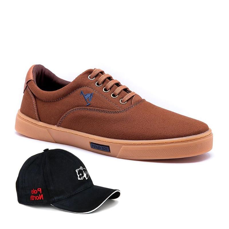 Tenis Masculino Casual Em Lona Polo Joy Solado Reto + Boné - Kit ...