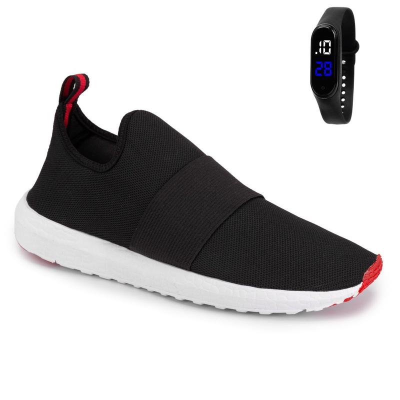 Tênis Masculino Esportivo Para Academia Corrida Super Leve + Relogio ...