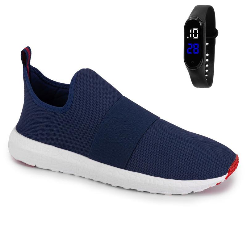 Tênis Masculino Esportivo Para Academia Corrida Super Leve + Relogio ...