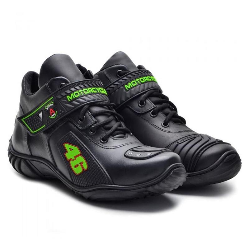 Tênis Motociclista Atron Shoes Couro Masculino Cadarço Leve - Tênis ...