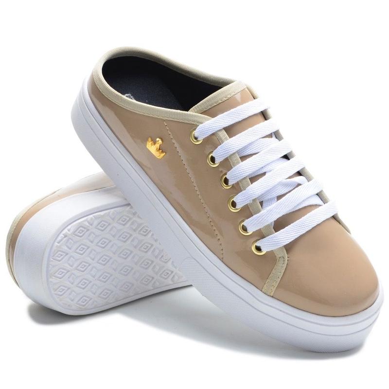 Tênis Mule Casual Feminino Solado Flat Amarração Confortável Prático ...