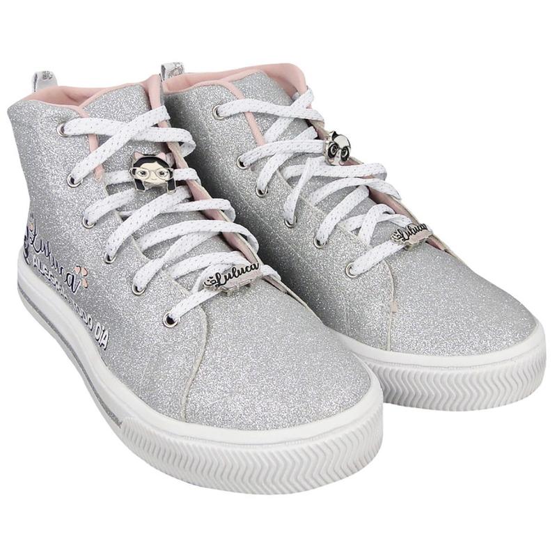 Tenis Pampili Infantil Luluca Luna Cano Alto Preto com Glitter e ...