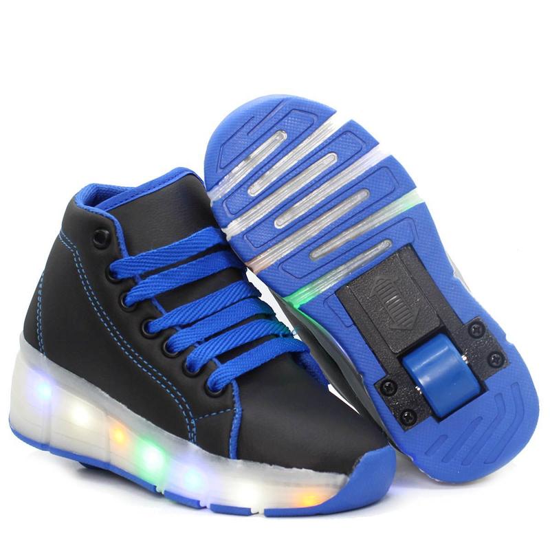 Tenis patins Led com Rodinha Infantil Masculino preto azul - Pemania ...