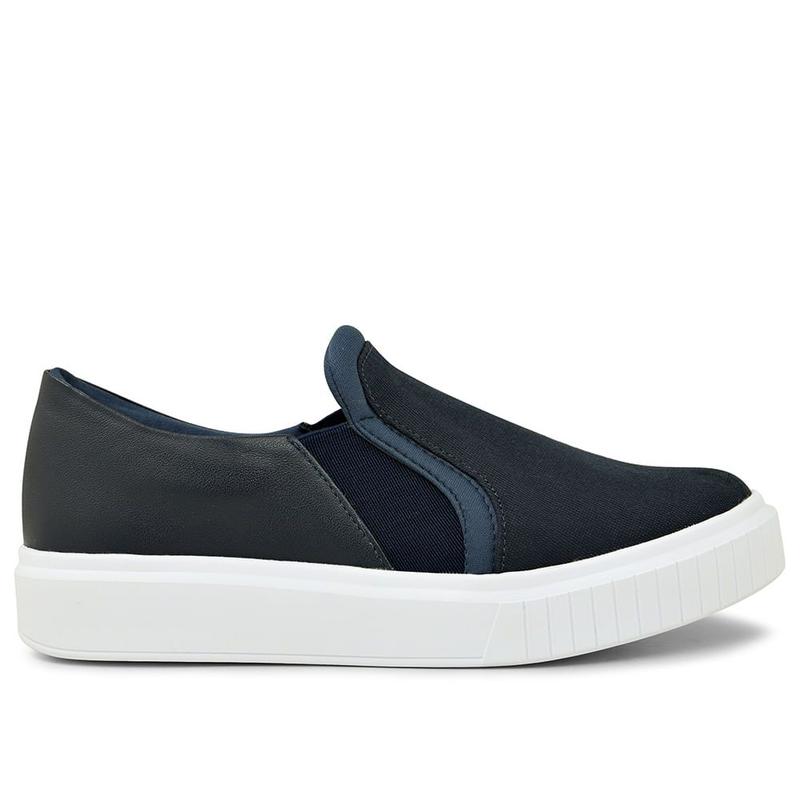Tênis Slip On Plataforma New Blue Lona - Usaflex - Slipper / Slip On ...