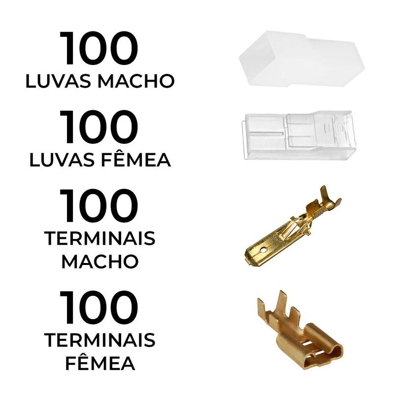 Terminal Macho e Fêmea Com Trava 6,3mm + Luvas Isolantes - RAINHA DAS ...