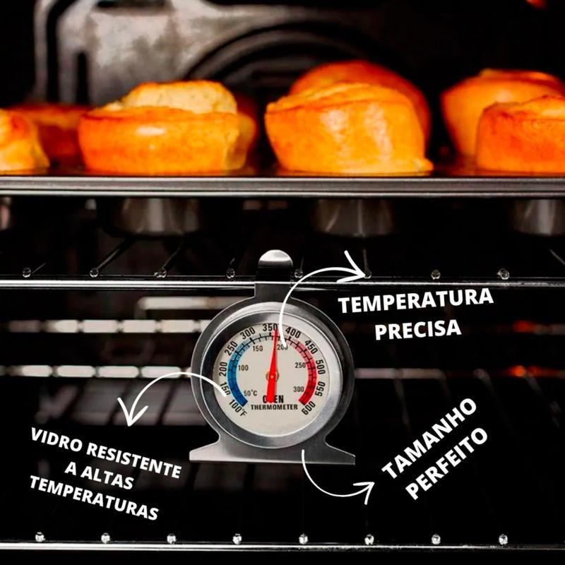 Termômetro Analógico Forno 300 Culinário Em Inox Pizza Assados ...