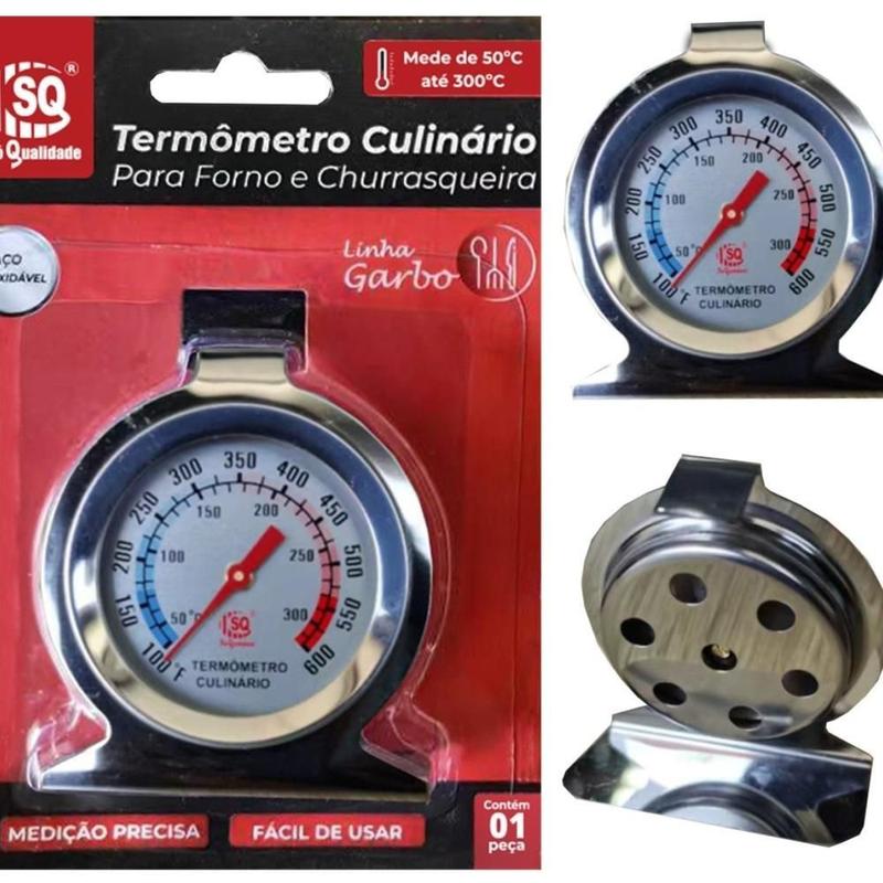 Termômetro Analógico Forno Alta Qualidade Inox 300º Com Base - Sq ...