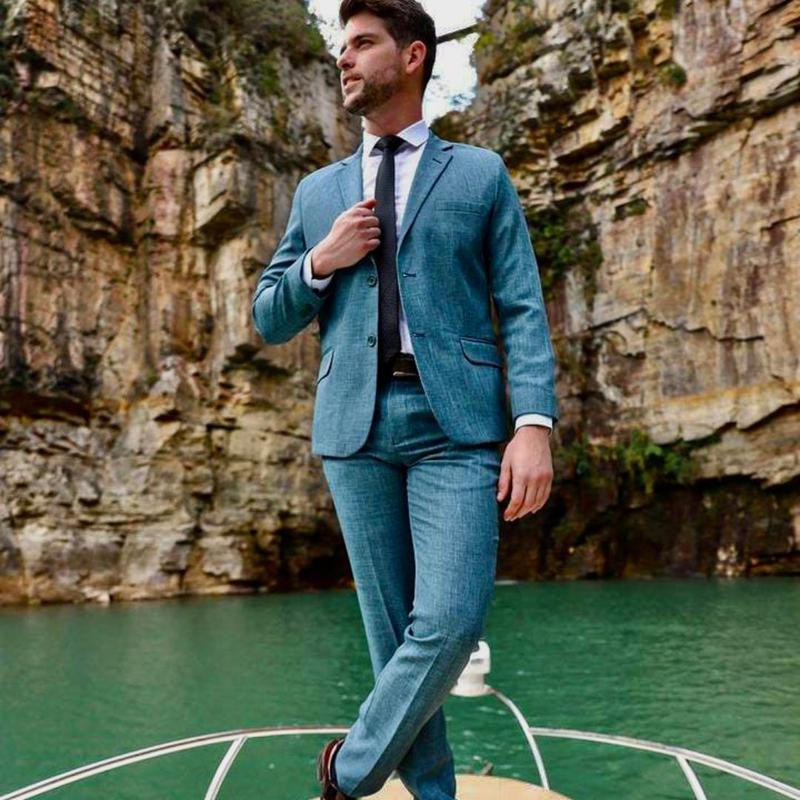 Terno/Costume Slim Fit Microfibra - Verde Cerceta - Via Do Terno ...