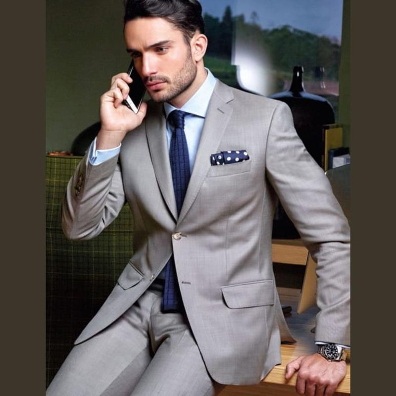 Terno/Costume Slim Risca de Giz Pespontado - Cinza 23-5 - Império Moda ...