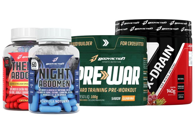 Thermo Abdomen + Night Abdomen + Pré Treino + Chá - Bodyaction ...