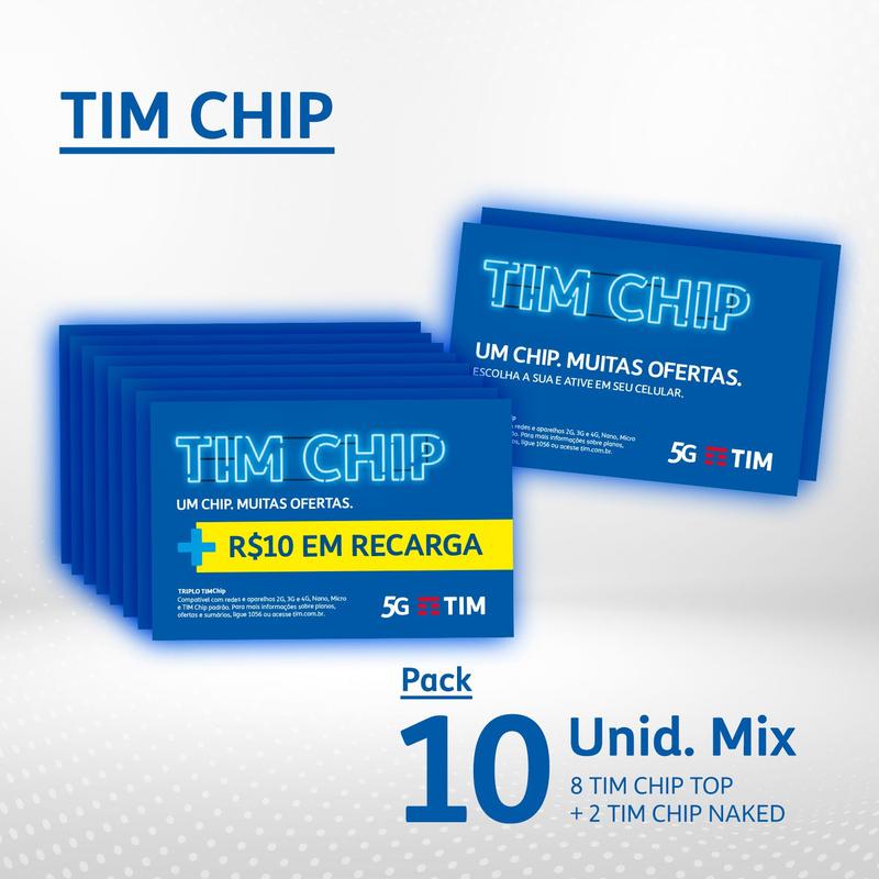 Tim Mix 10: 2 Chip TIM+8 Chip Top TIM (com R10 Em Recarga) - Chip de ...