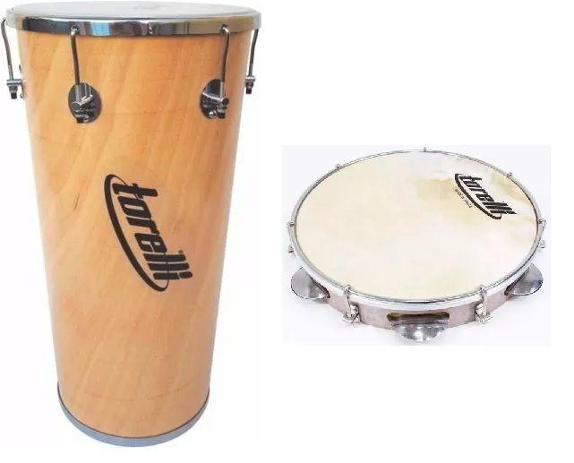 TIMBA 50x10 NATURAL COM PANDEIRO DE 10 PELE ANIMAL - Torelli - Tamborim ...