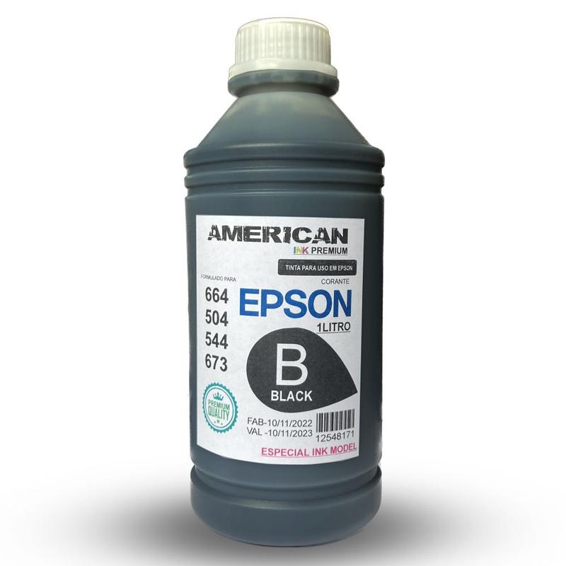 Tinta 1L Preto Compatível Para Recarga Epson 544 - American INK - Refil ...