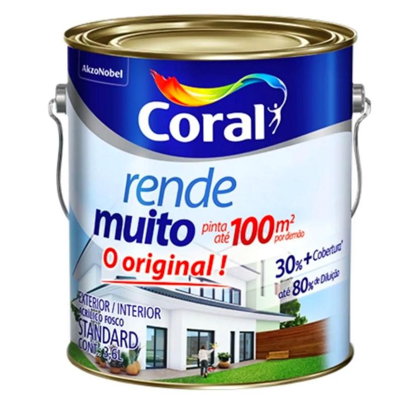 Tinta Acrílica de Parede Coral Rende Muito 3,6L Branca - Tinta para ...