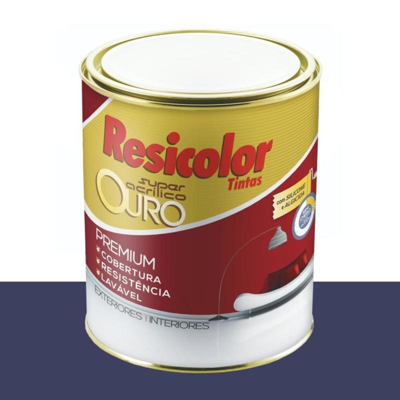 Tinta Acrílica Fosca Resicolor Índigo Blue 800 ml - Tinta para Parede ...