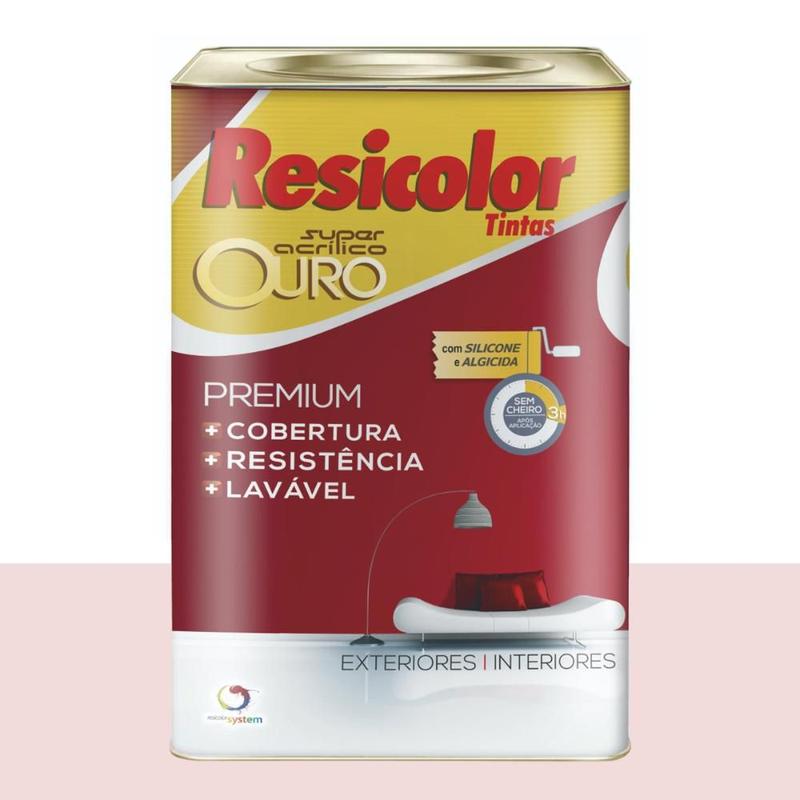 Tinta Acrílica Fosca Resicolor Rosa-bebê 16 L - Tinta para Parede ...