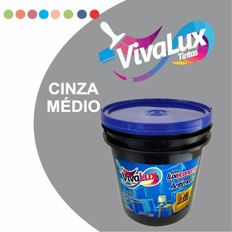 Tinta Acrílica parede Antimofo Parede Uso Interno 18L Cinza Medio - Vivalux - Tinta para Parede ...