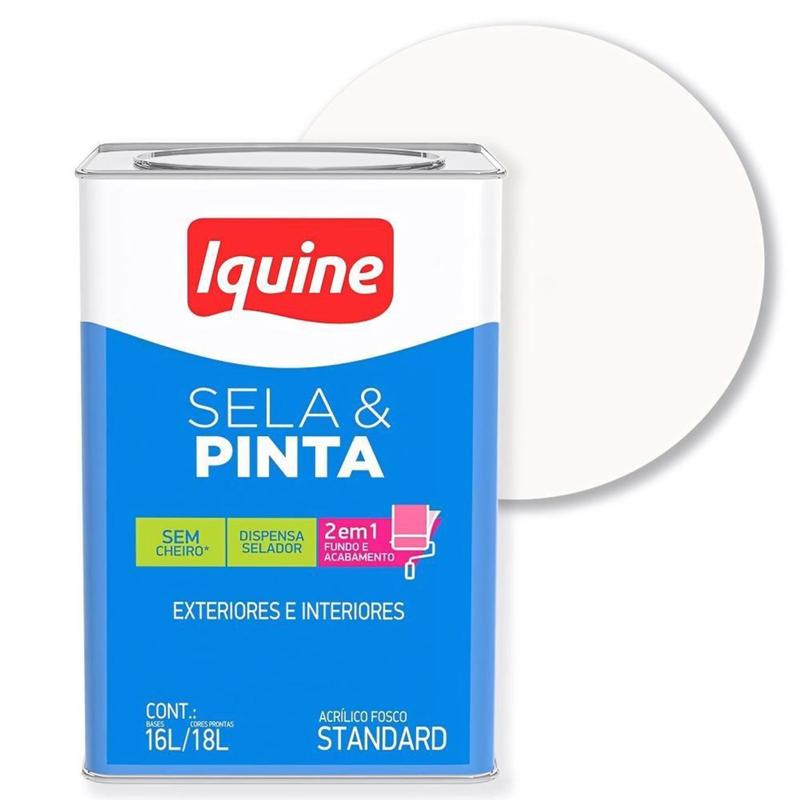 Tinta Acrilica Sela e Pinta Fosco Standard 18l Branco Neve Iquine ...