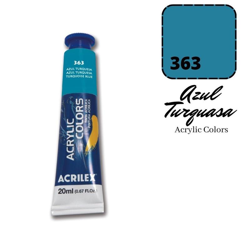 Tinta Acrylic Colors Acrilex 20ml 363 Azul Turquesa - Pintura ...