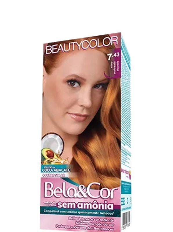 Tinta Beauty Color Kit Bela&Cor Sem Amônia 7.43 Ruivo Acobreado Dourado ...
