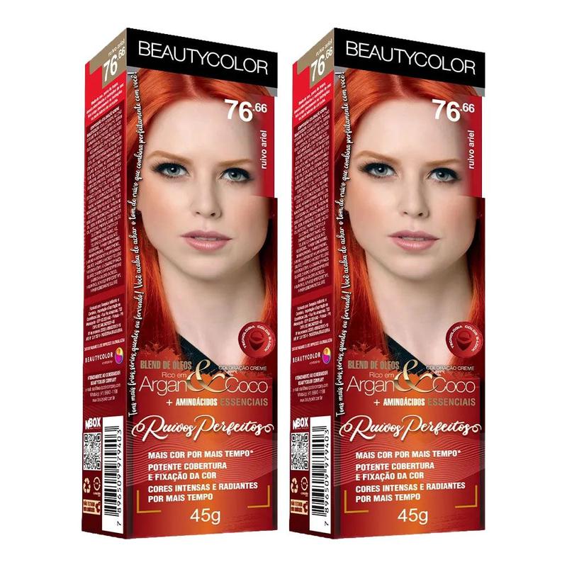 Tinta Beauty Color Ruivo Ariel 76.66 Individual Kit 2 - Tinta de Cabelo ...