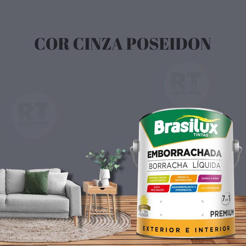 Tinta Borracha Líquida Cinza 3.2l Premium Brasilux - Tinta para Parede ...