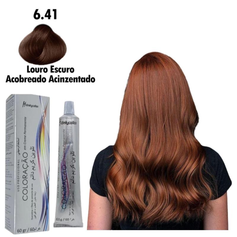 Tinta Cabelo Louro Escuro Acobreado Acinzentado Coloração 6.41 60g ...