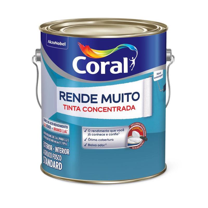 Tinta Coral Rende Muito Cor Concreto 3,6L - Tinta para Parede / Madeira ...
