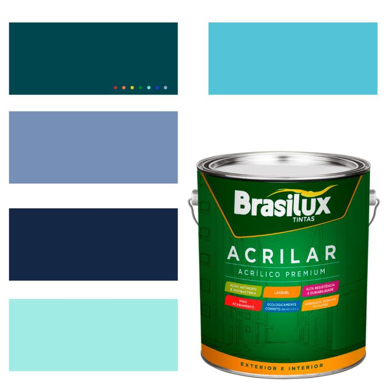 Tinta De Parede Brasilux Acrilar Cor Azul Fosca Lavável Antimofo ...