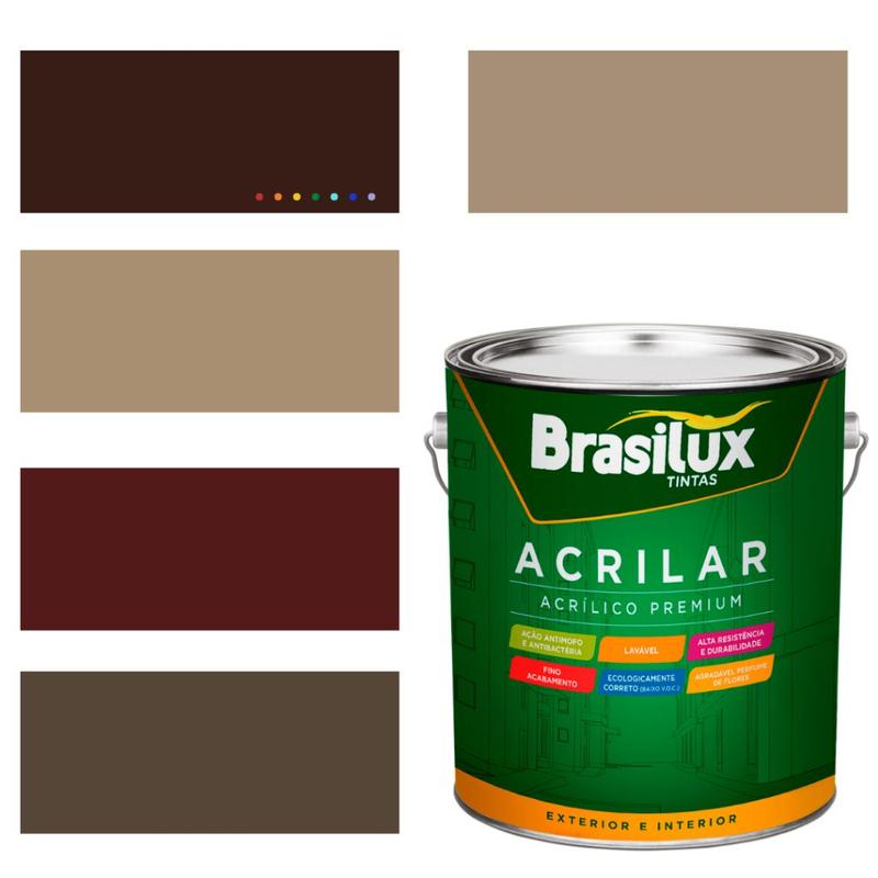 Tinta De Parede Brasilux Acrilar Cor Marrom Fosca Lavável Antimofo ...