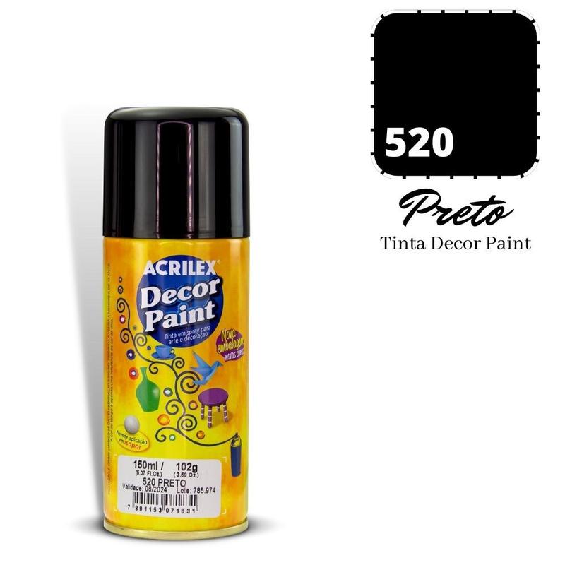 Tinta Decor Paint Acrilex 150ml 520 Preto - Tinta Spray - Magazine Luiza