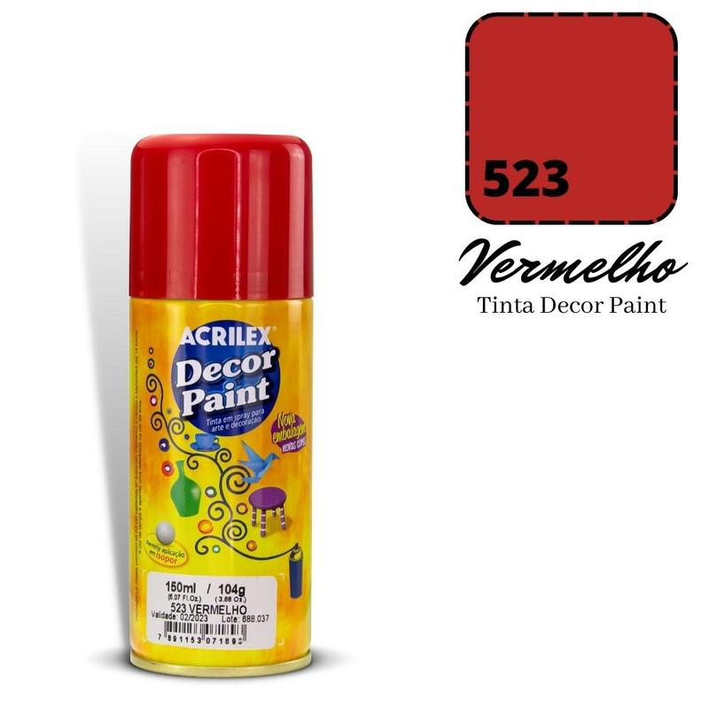 Tinta Decor Paint Acrilex 150ml 523 Vermelho - Tinta Spray - Magazine Luiza