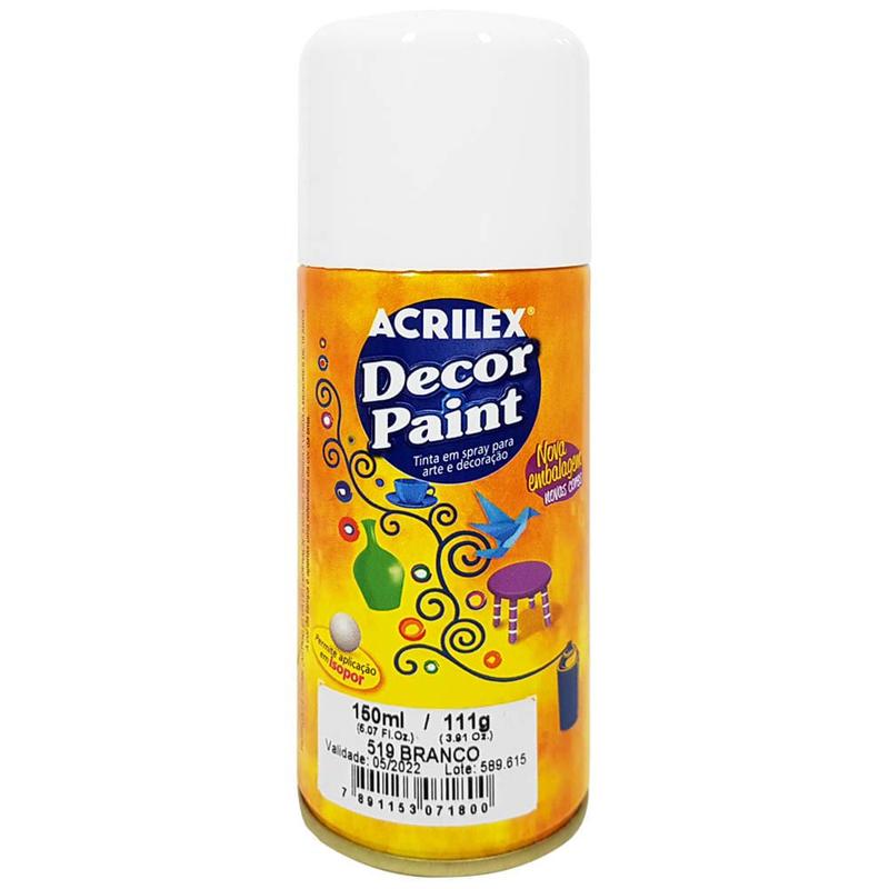 Tinta em Spray Decor Paint 150ml 519 Branco Acrilex - Tinta Spray ...