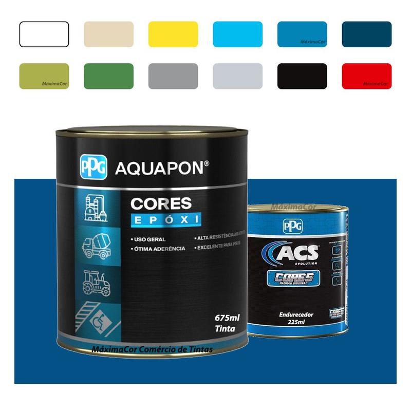 Tinta Epóxi para Banheiro, Cozinha e Pisos Aquapon PPG 900ml - Tinta ...