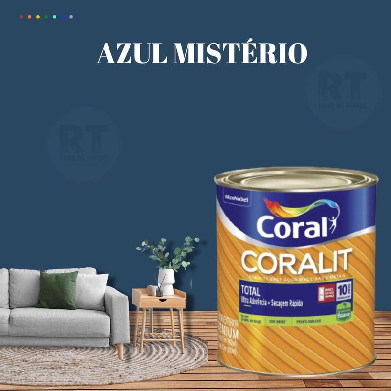 Tinta Esmalte Sintético Base Água Cor Azul 800ml Coral Coralit Total ...