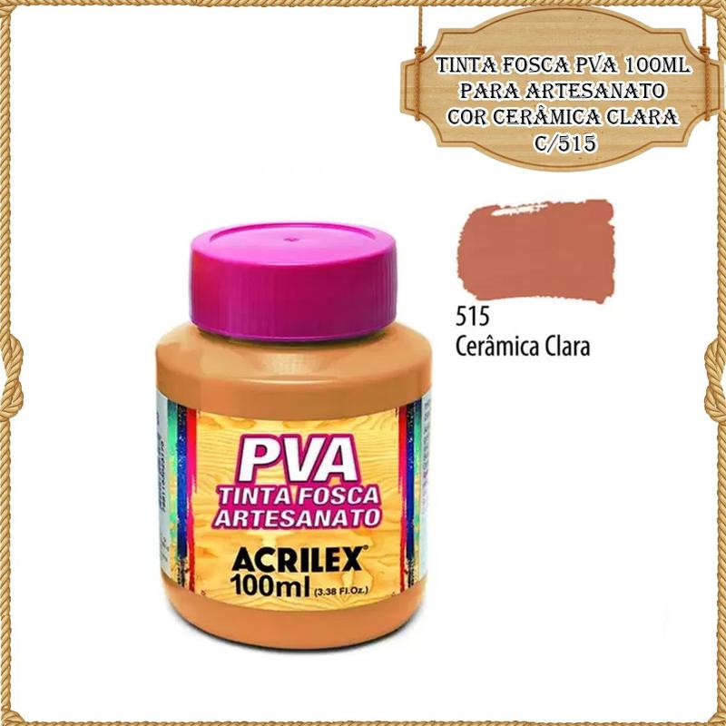 Tinta Fosca PVA 100ML Para Artesanato Cor Cerâmica Clara Cd 515 ...