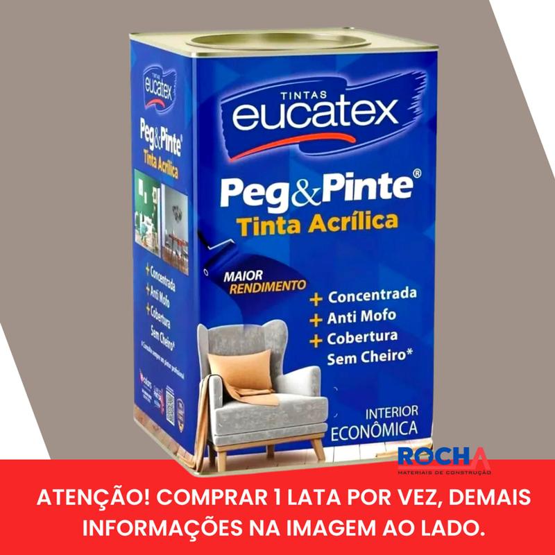 Tinta para Parede Peg e Pinte Sem Cheiro - 18 Litros - Eucatex - Tinta ...