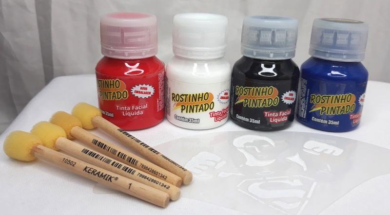 Tinta para Pintura facial 4 un de 35 ml+ Stencil SUPER HOMEM - Rostinho ...
