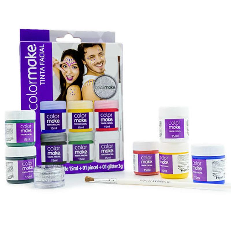 Tinta Para Pintura Facial Color Make 6 Cores 15ml Com Pincel ...